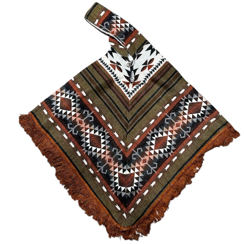 Kawsay Multicolor Poncho - V Shape Style / Triangle Design - Unisex ...