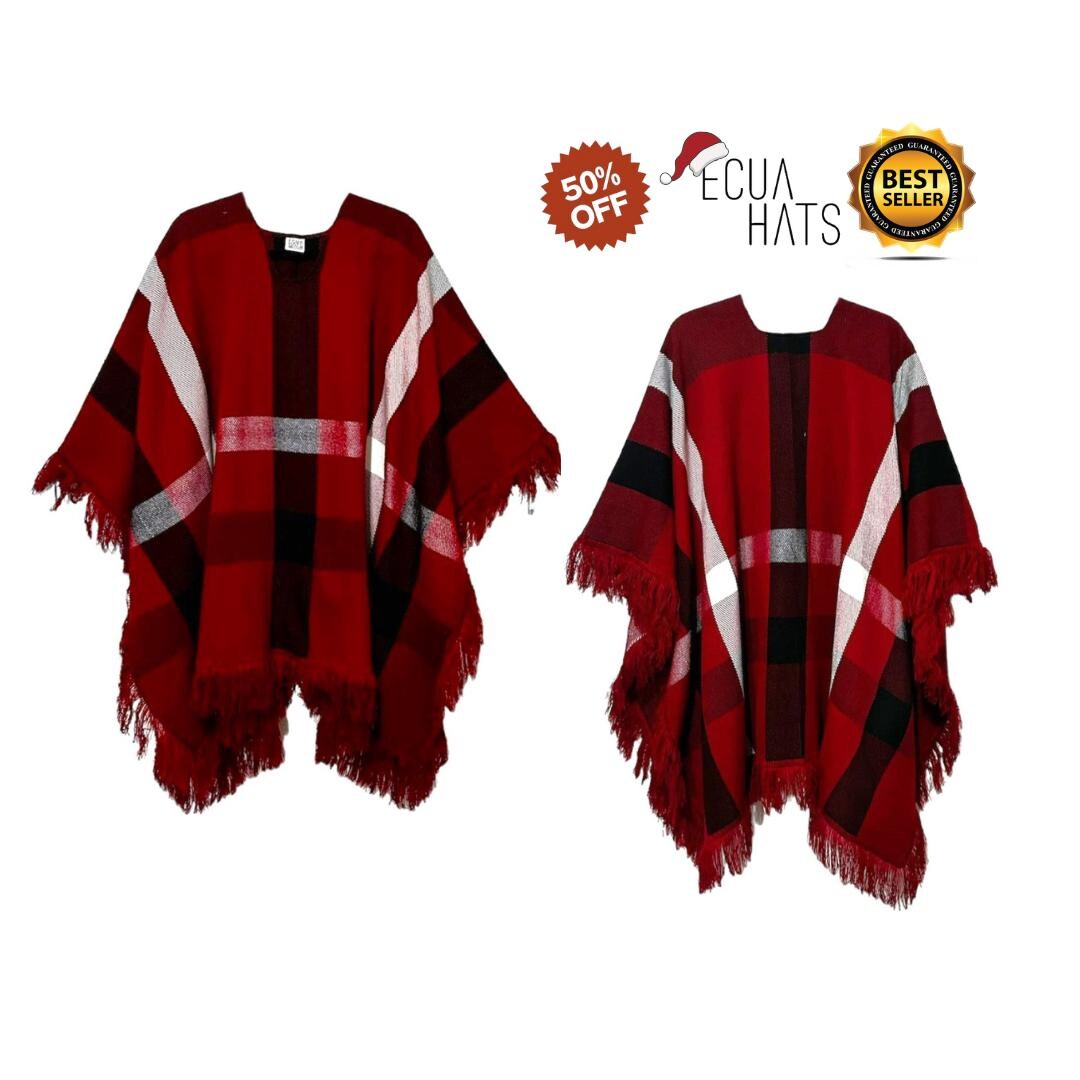 Limited Edition Christmas Poncho - Red, Black & White, V-neck Style - Etsy