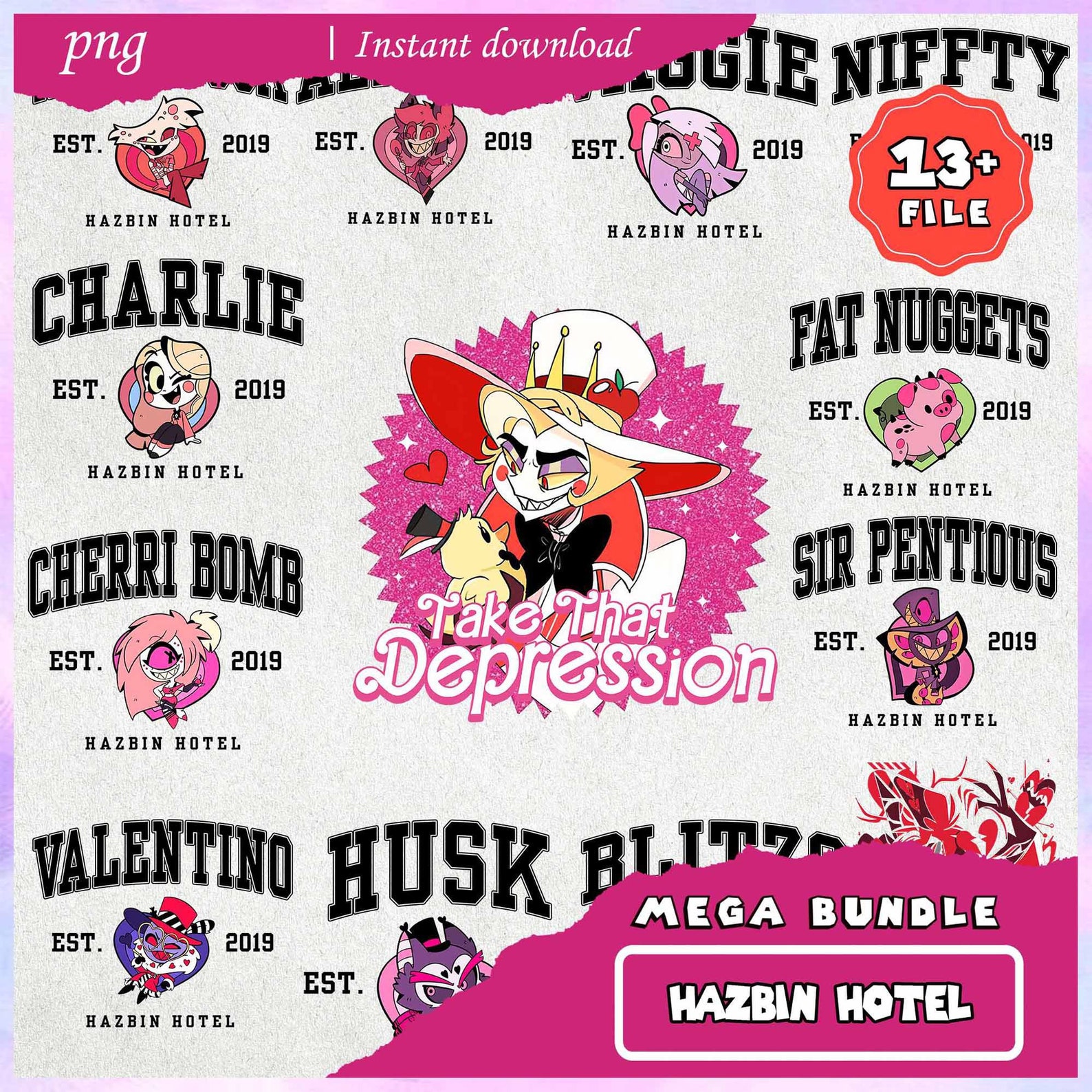 Angel Dust SVG Moxxie SVG Niffty Hazbin Hotel SVG Alastor Svg, Png ...
