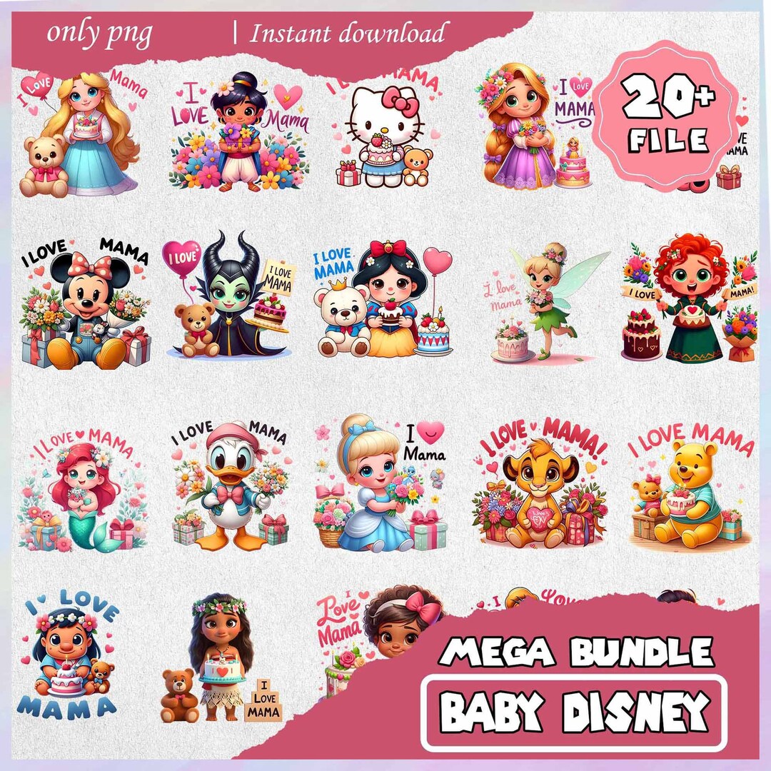 Mega Disney Mama Svg, I Love Mama Svg, Baby Dinsey, Baby Princess Svg ...