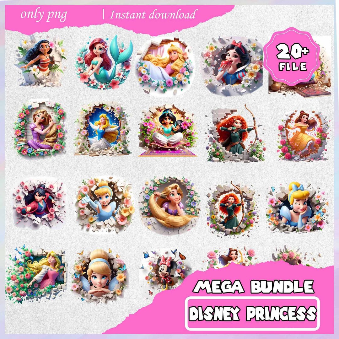 Princess PNG Bundle, Princess Clipart Instant Download, Princess ...