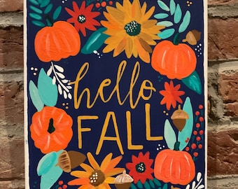 Fall Starry Night Canvas Wrap Wall Decor | Autumn Themed Version of Van ...