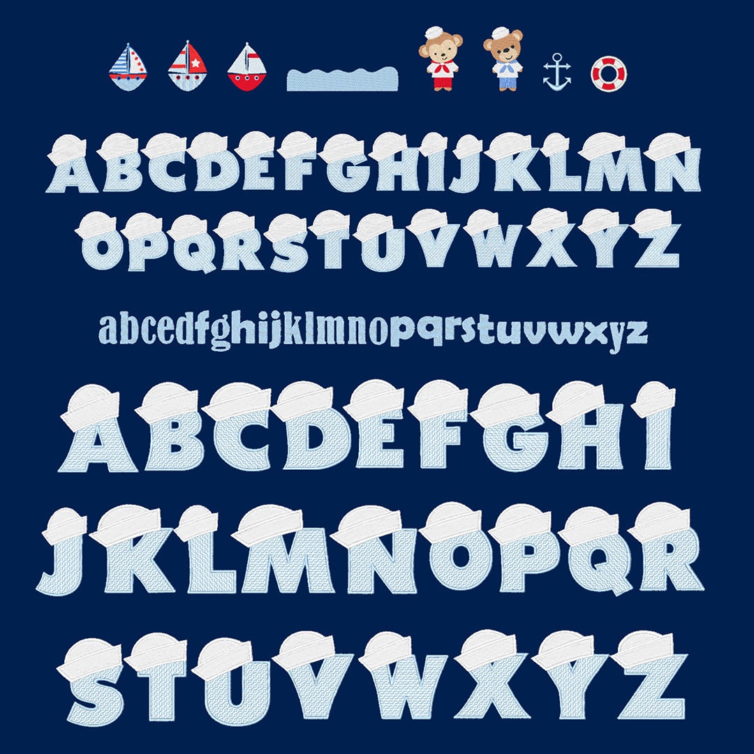 121 Sailor Embroidery Machine Designs Bundle Set BX Font - Instant ...