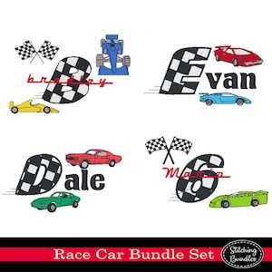 Race Car Embroidery Machine Designs Font Bundle Set 174 Files Instant ...