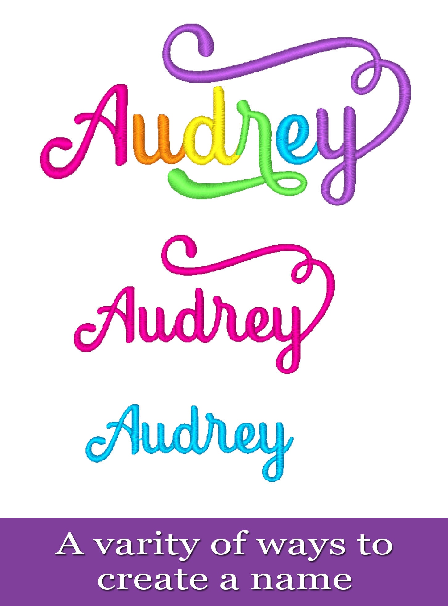 Audrey Font With Tails Swash Embroidery Machine Designs 654 Fonts 6 ...