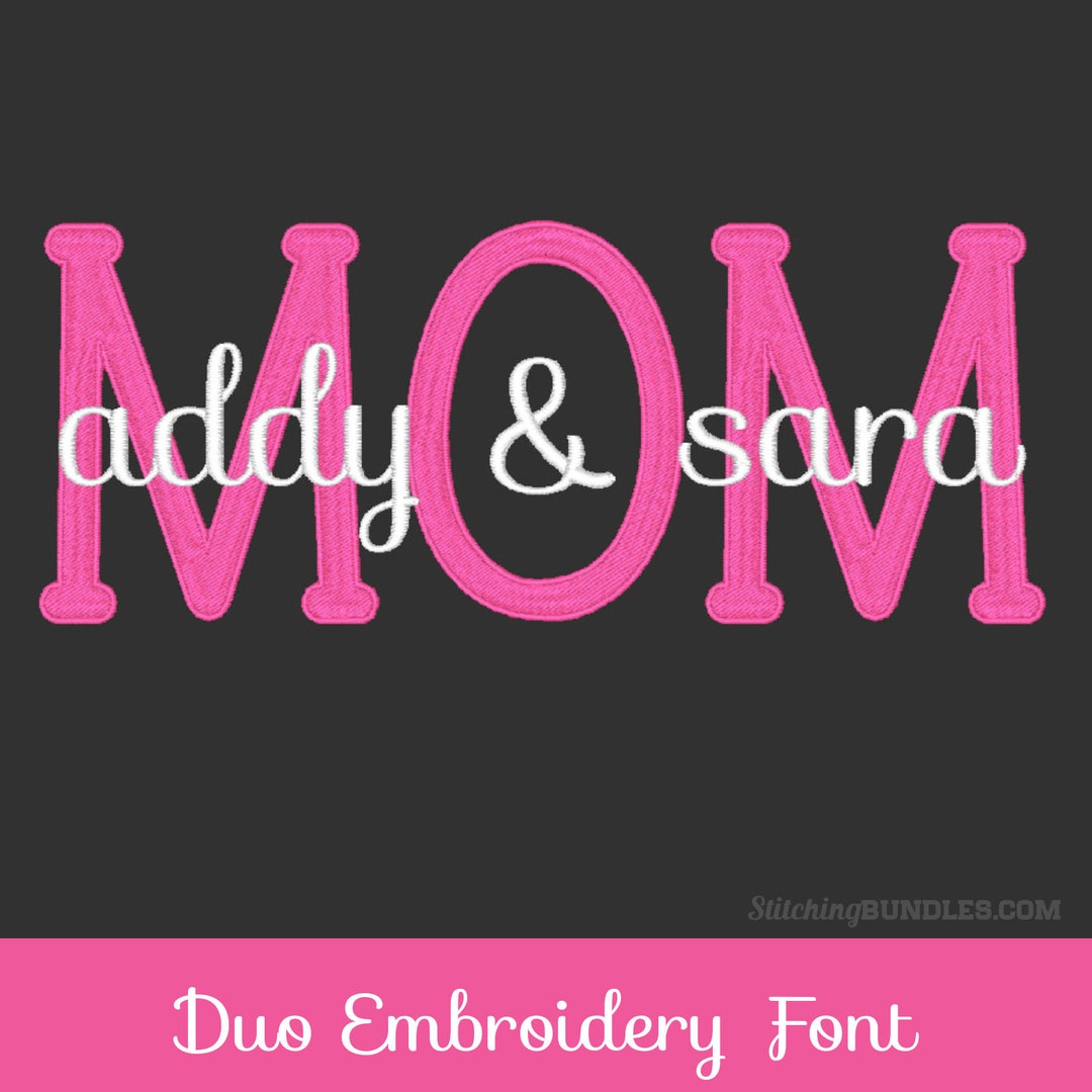 Duo Embroidery Font Bread and Butter BX Monogram 2 Fonts Style Script ...