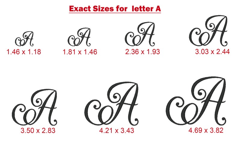 Swirly Script Monogram Font BX Embroidery Machine Designs 7 Sizes ...