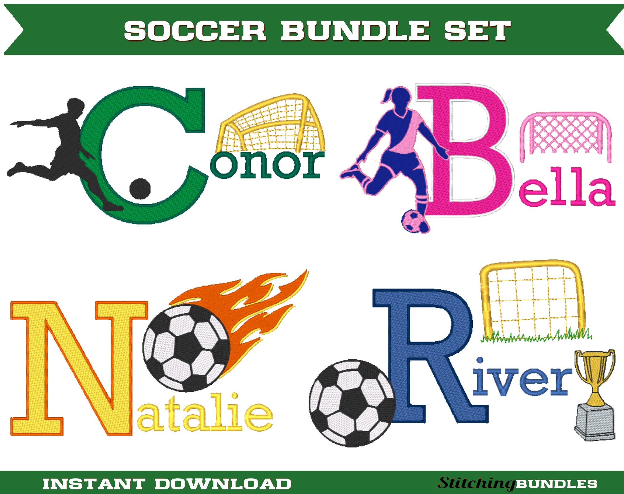 149 Soccer Team Embroidery Machine Designs Bundle Set BX Font - Etsy