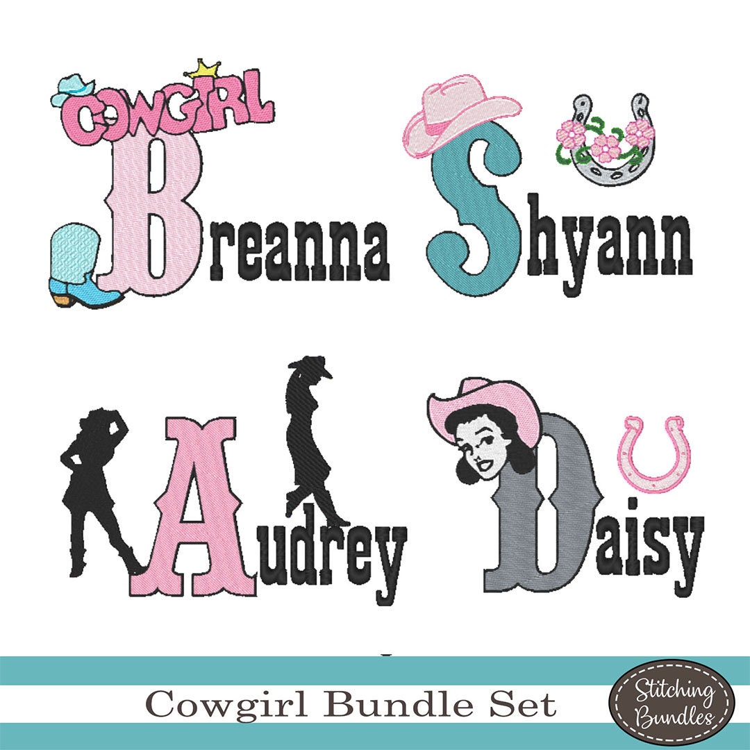 116 Cowgirl Western Embroidery Machine Designs Bundle Set Fonts ...