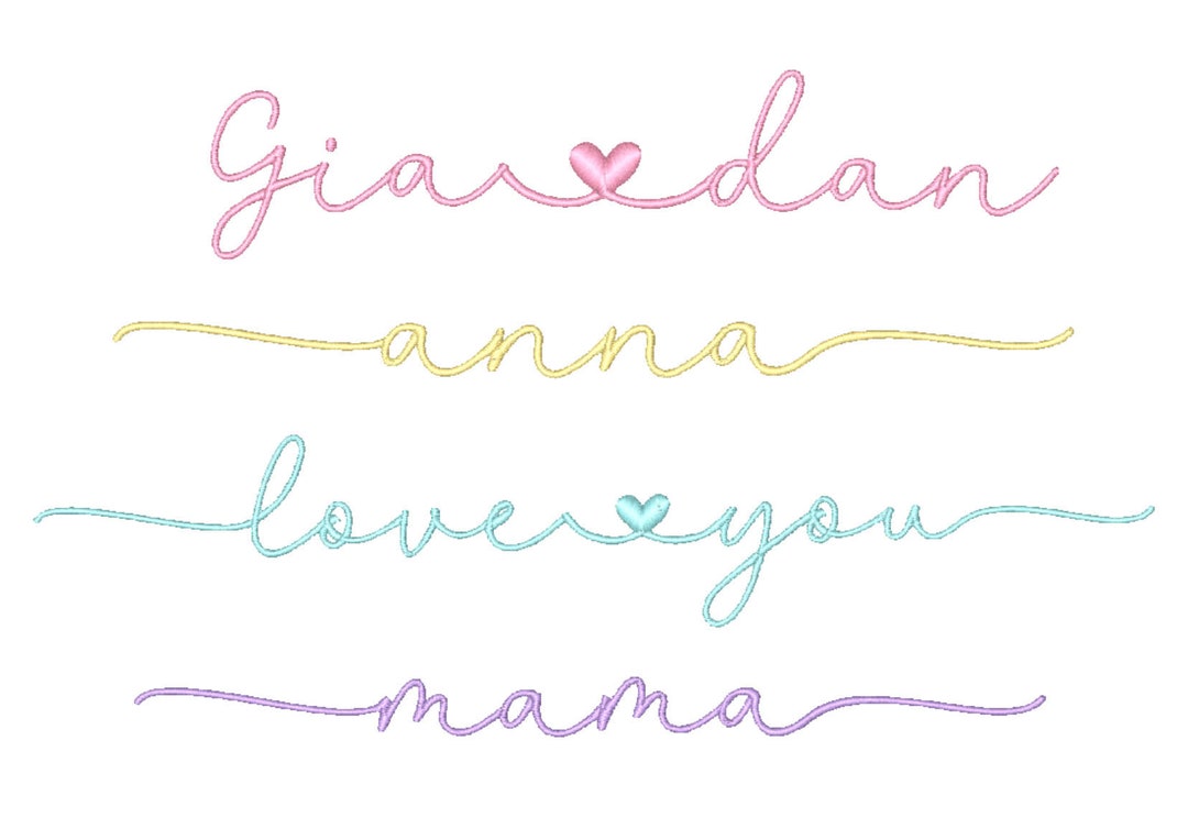 Love You Heart Swashes Font With Tails Embroidery Machine Designs 6 ...