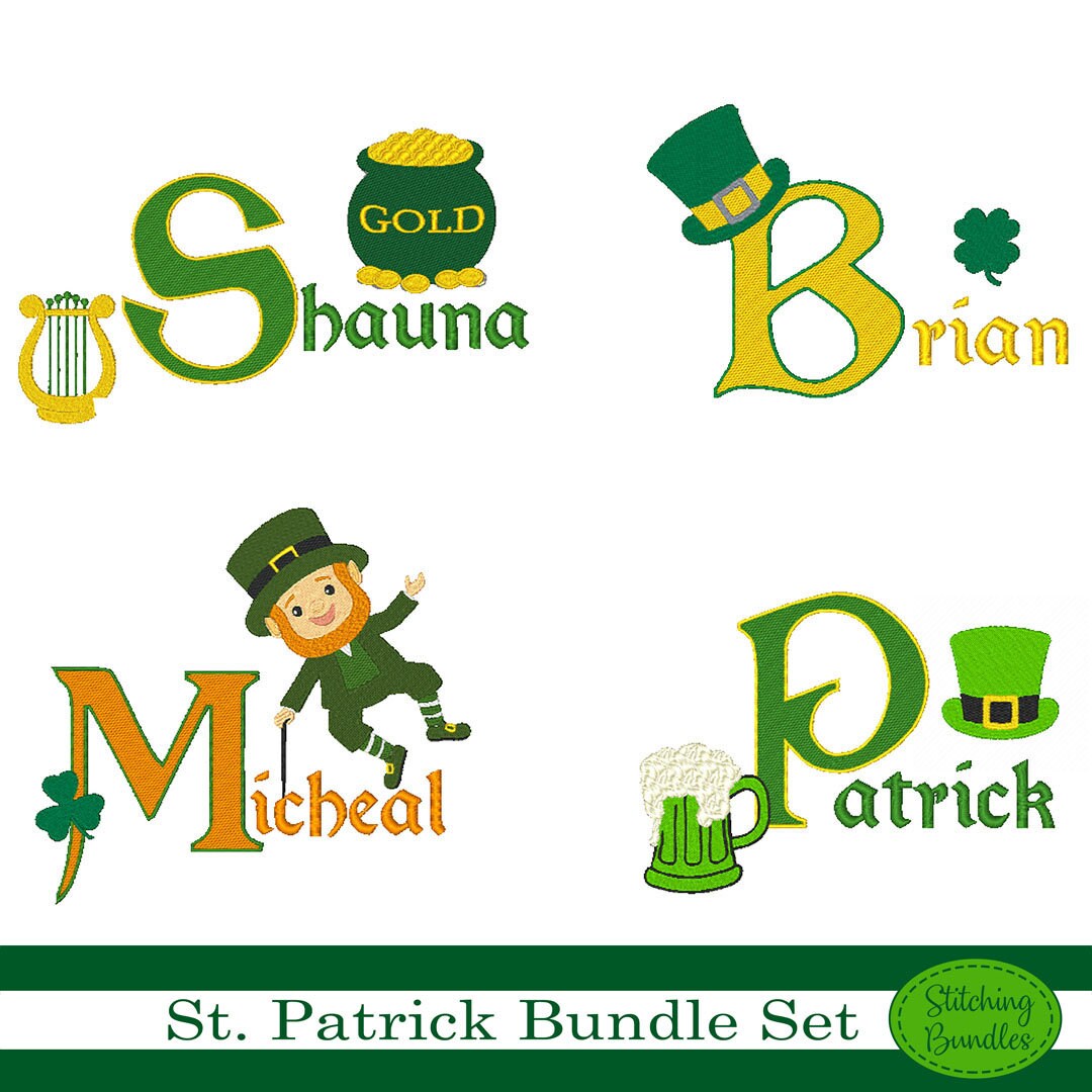 138 St. Patrick's Day Embroidery Machine Design Set Monogram Instant ...