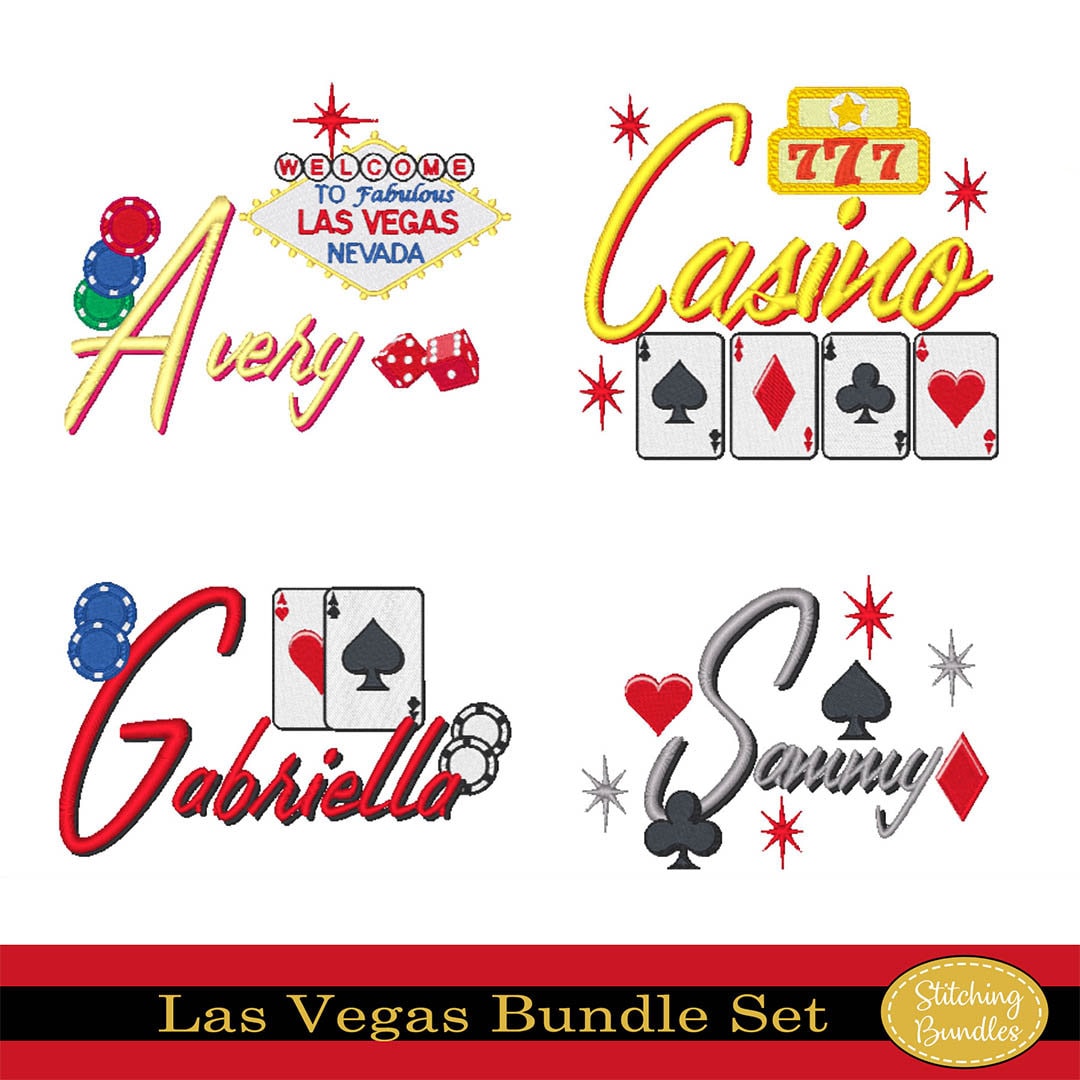 138 Las Vegas Embroidery Machine Designs Font Bundle Set Instant ...