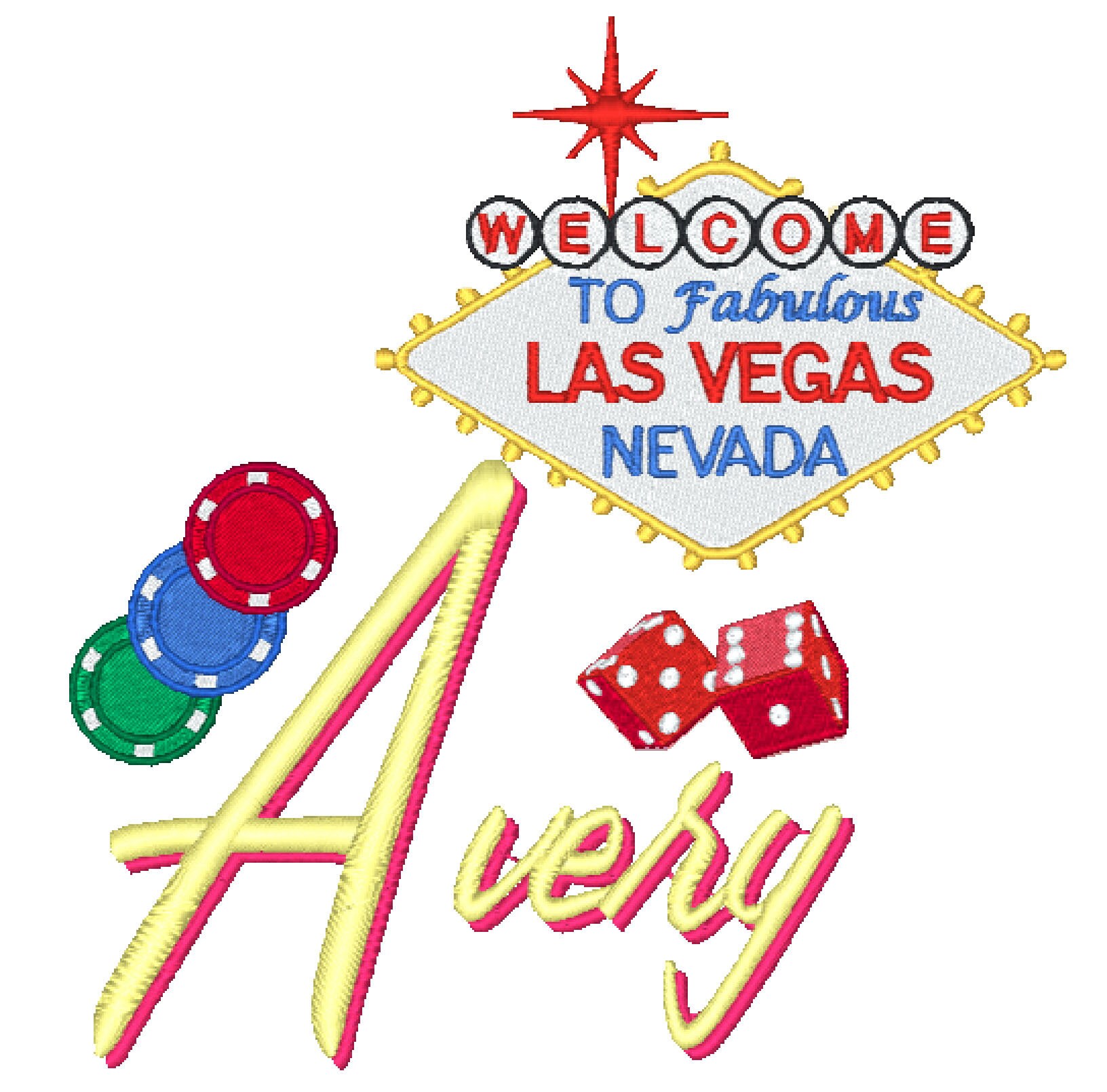 138 Las Vegas Embroidery Machine Designs Font Bundle Set Instant ...