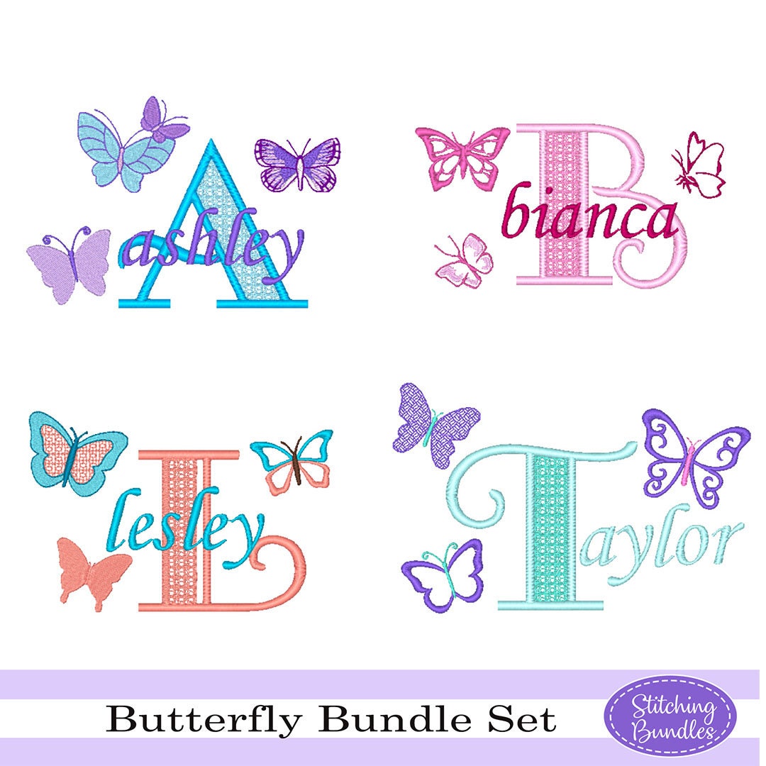 145 Butterfly Embroidery Machine Designs Font Bundle Set BX Format 2 ...