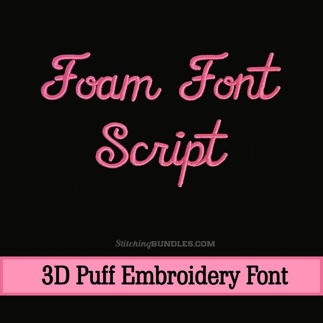 3D Puff Foam Font Script Embroidery Machine Designs BX Monogram 6 Sizes ...