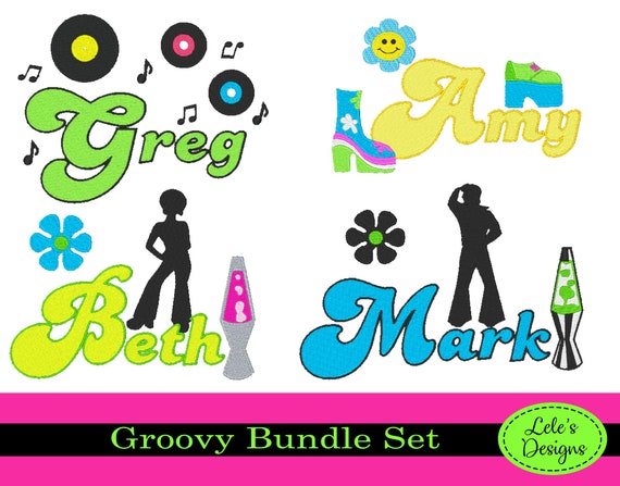 94 Groovy Embroidery Machine Designs Bundle Set Monogram BX - Etsy