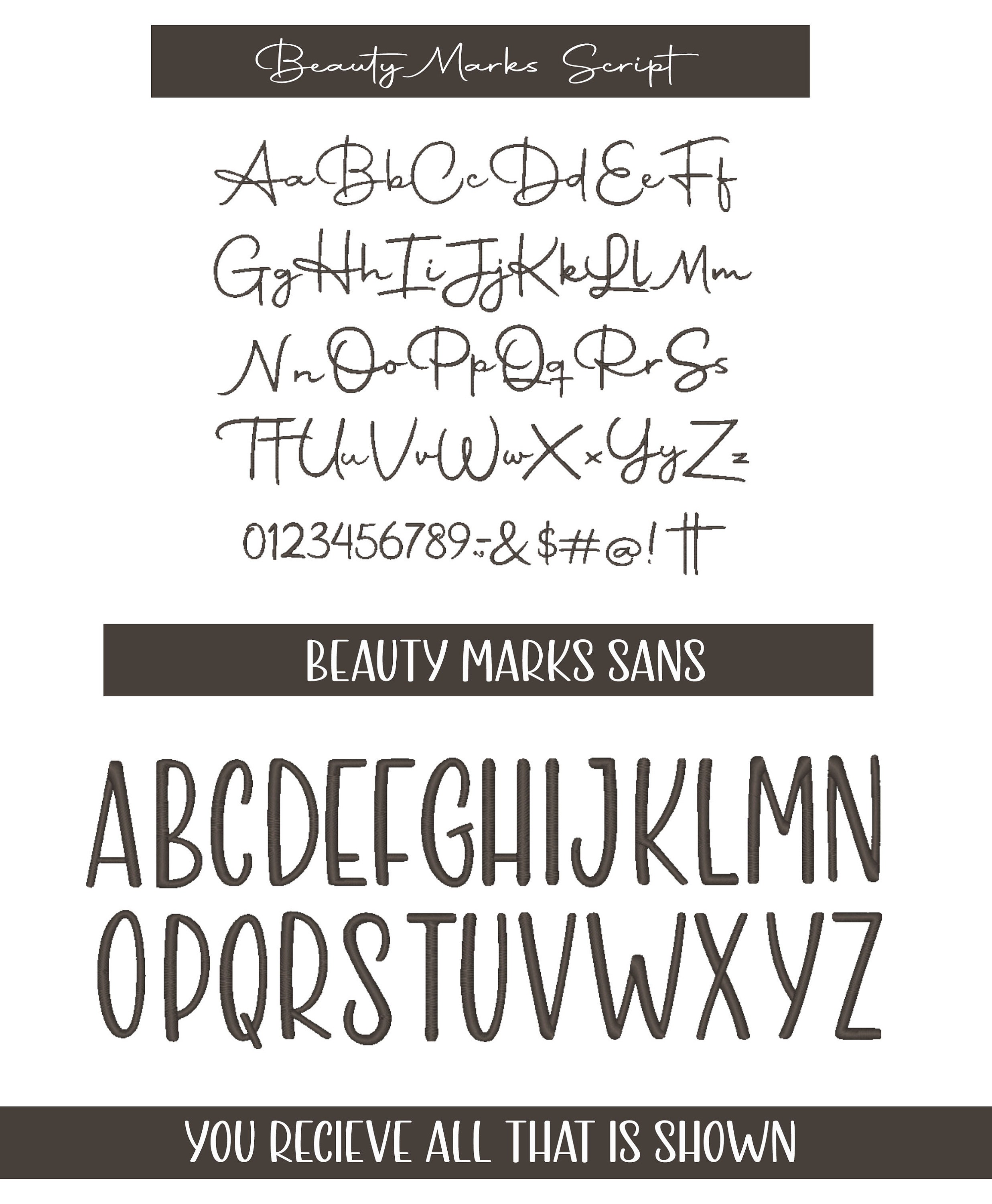 Beauty Marks Duo Font Embroidery Machine Designs BX Monogram Includes 2 ...