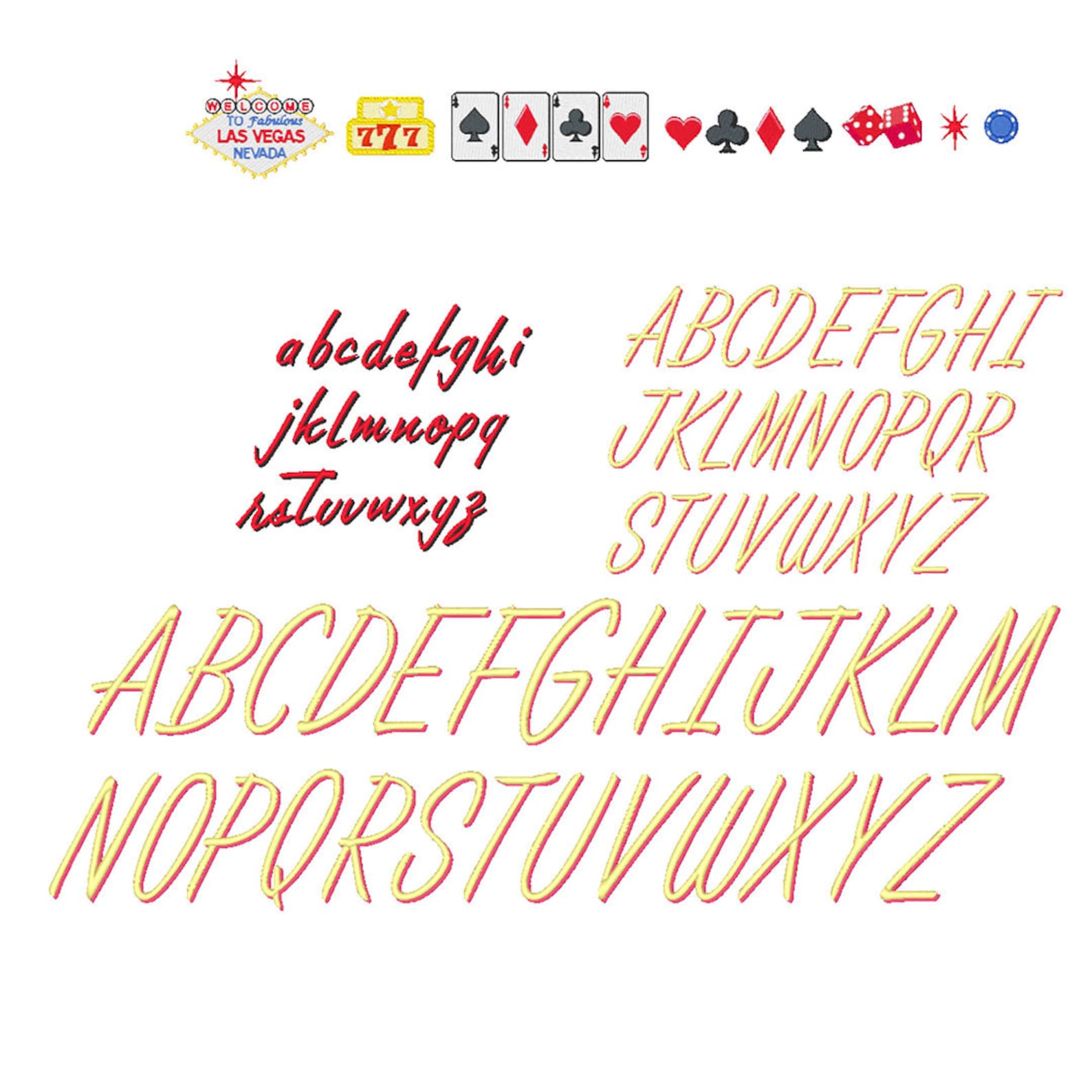 138 Las Vegas Embroidery Machine Designs Font Bundle Set Instant ...