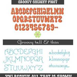 Groovy Duo Embroidery Font Vintage 70's Machine Design Good Vibes ...
