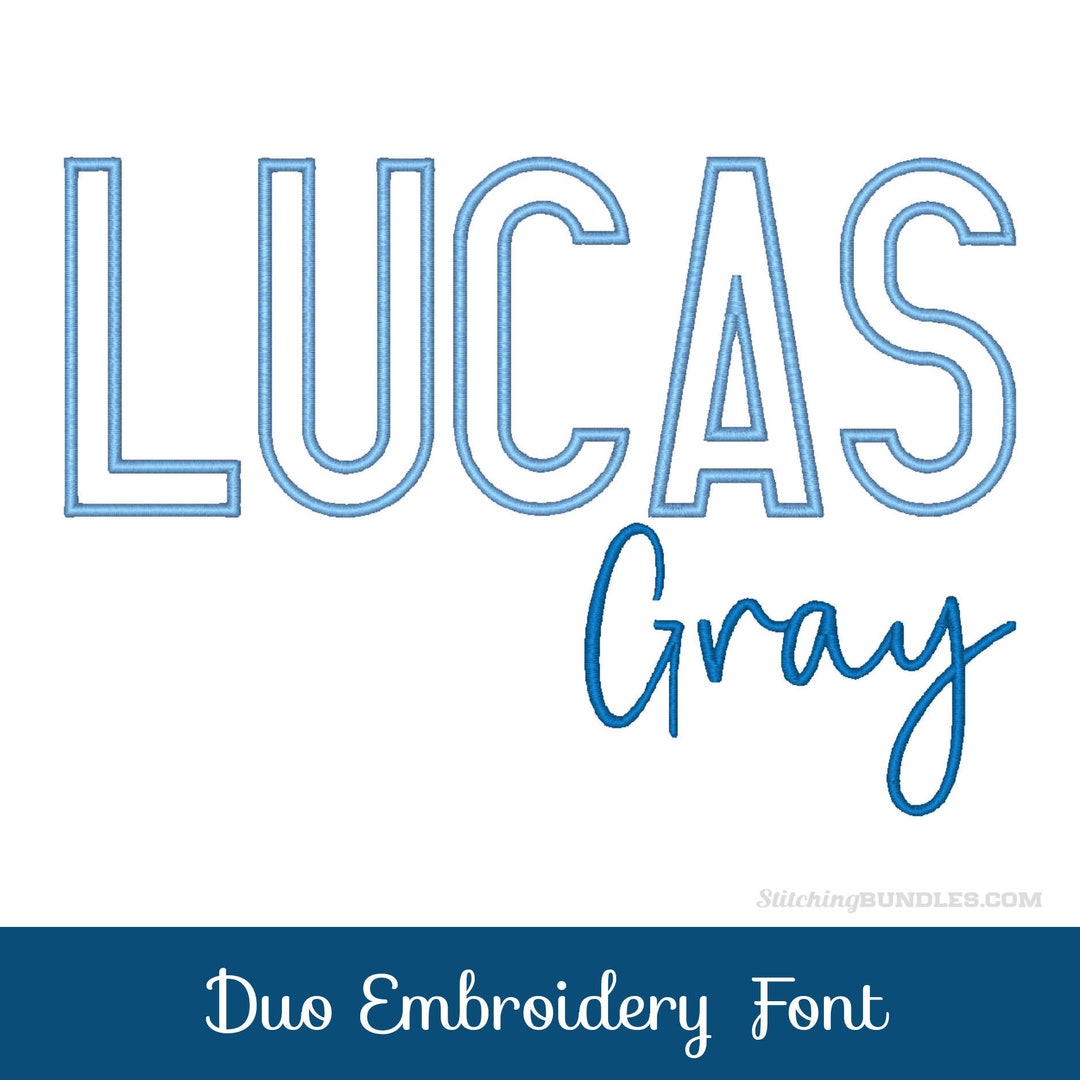 Lucas Gray Duo Embroidery Font BX Monogram 749 Files Sans and Script ...