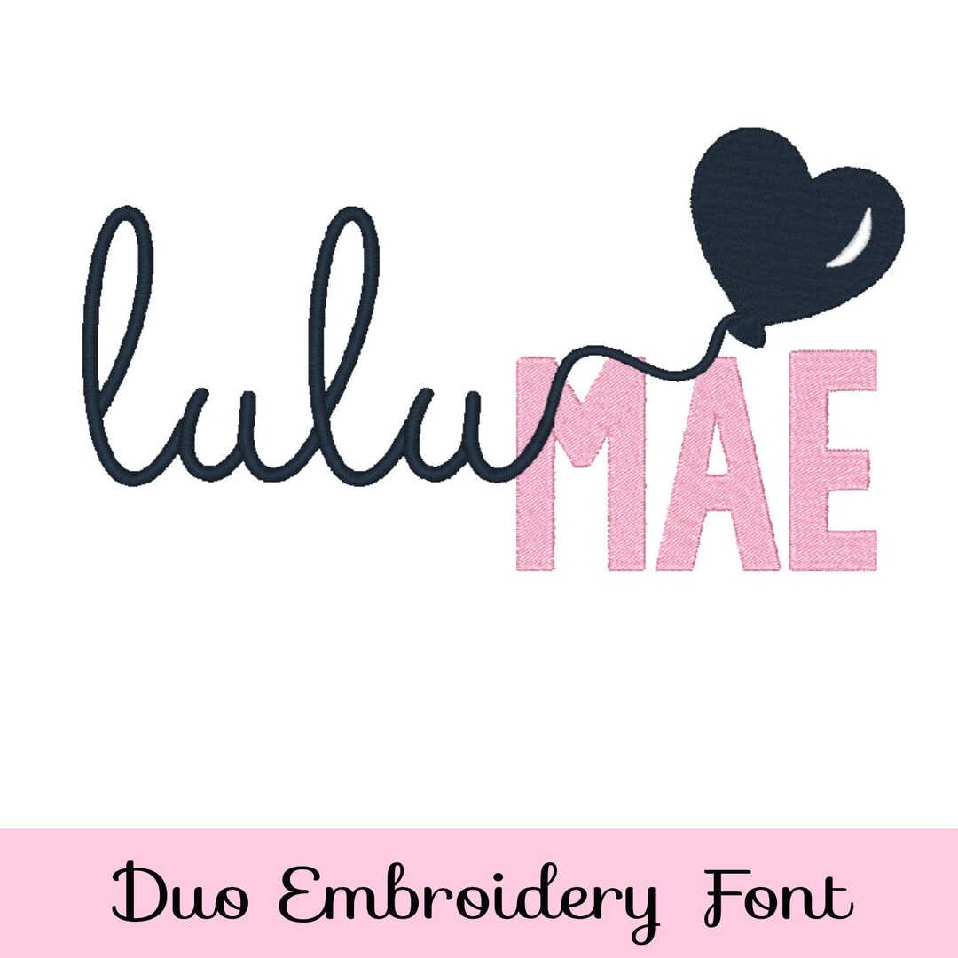 Annie Mae Duo Font Heart With Tail Machine Embroidery BX Fonts 6 Sizes ...