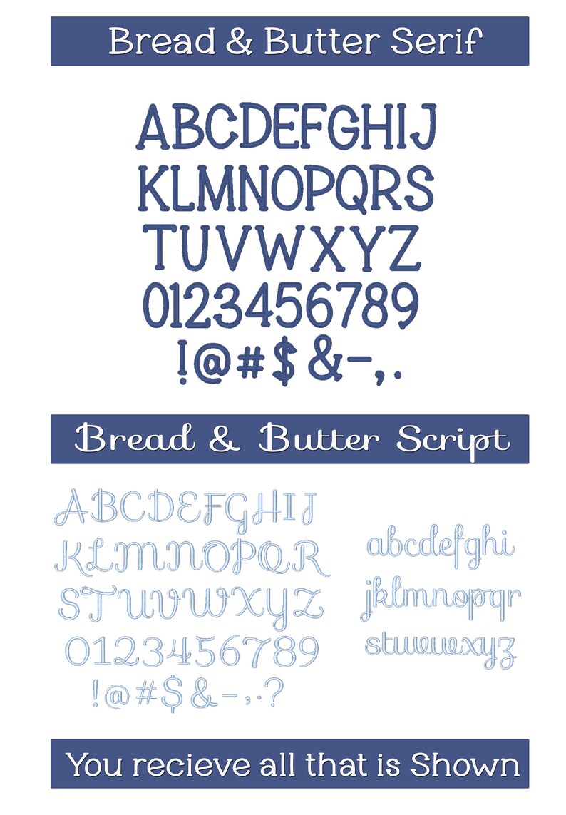 Duo Embroidery Font Bread and Butter BX Monogram 2 Fonts Style Script ...