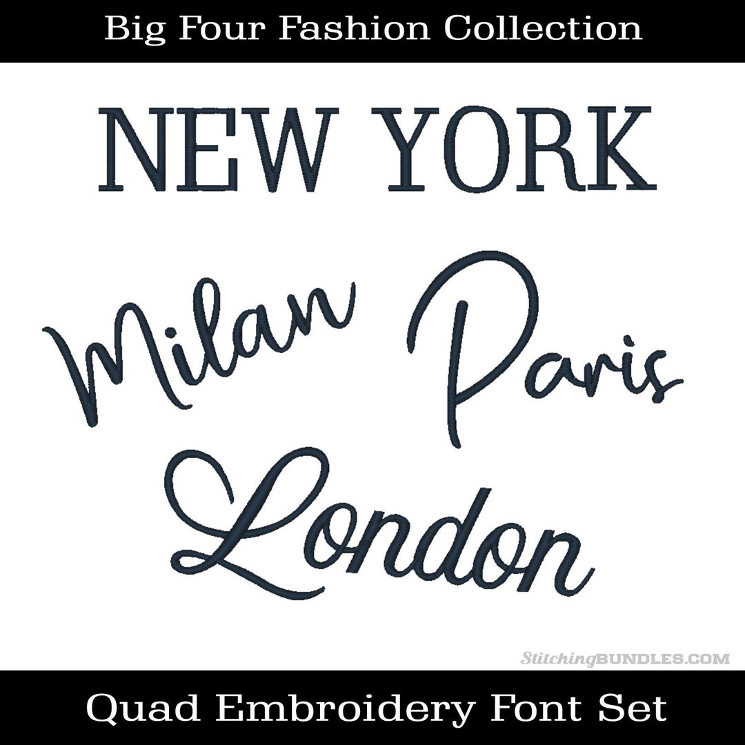 Fashion Collection Quad Embroidery Machine Font Set 4 Font - 6 Sizes ...