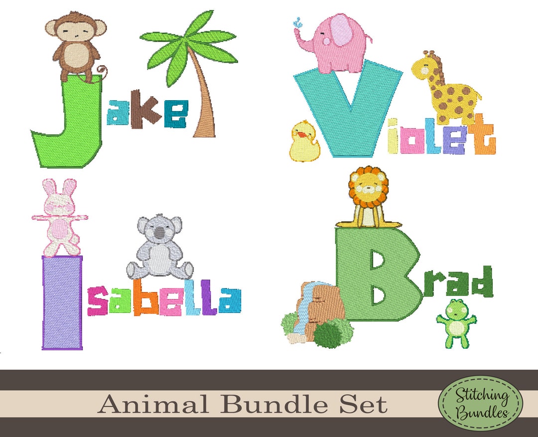 121 Cute Baby Animal Embroidery Machine Designs Bundle Set Instant ...