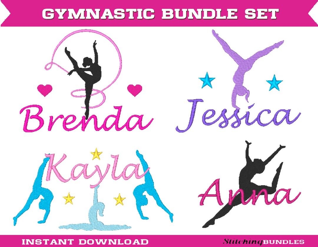 78 Gymnastic Embroidery Machine Designs Bundle Set BX Font - Etsy