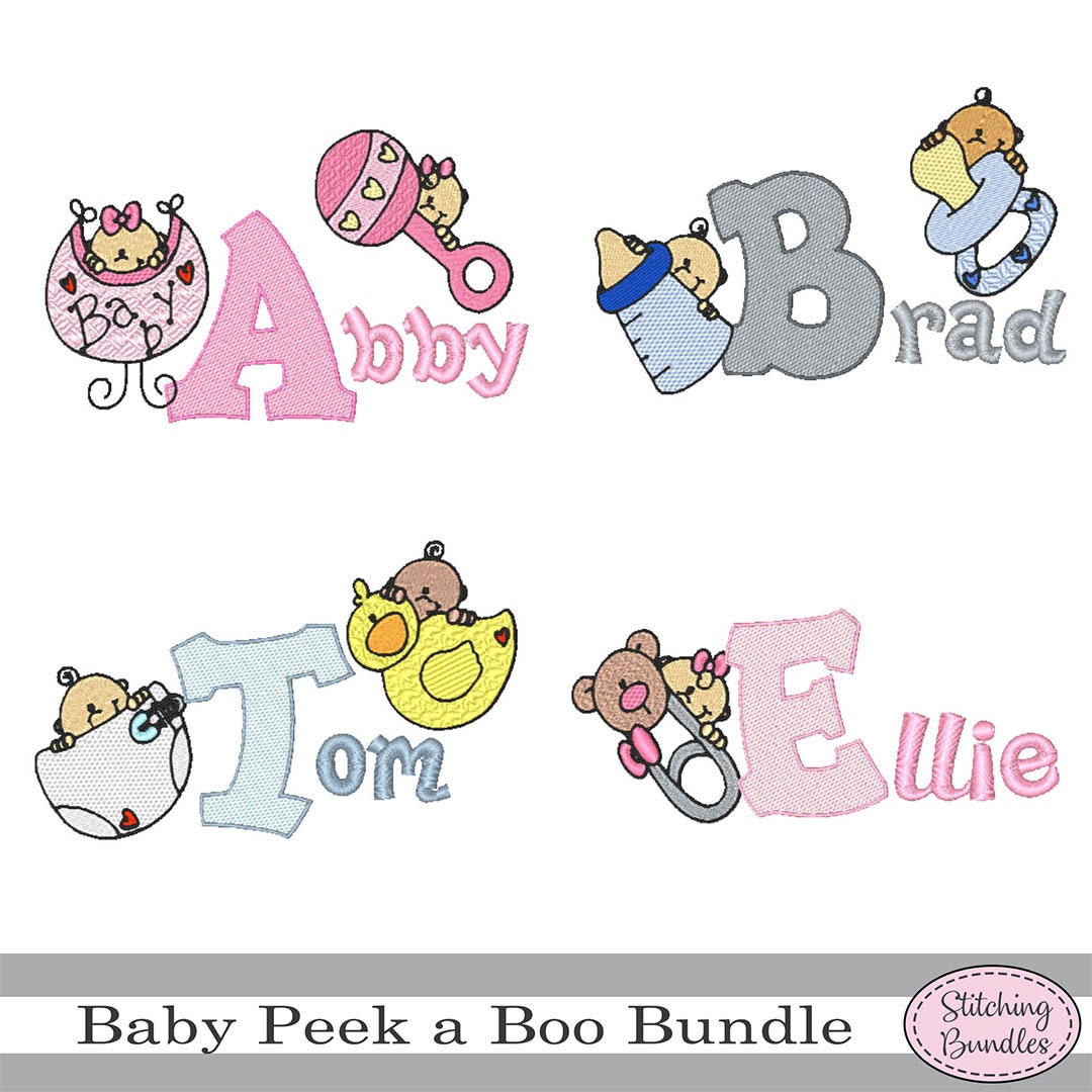 125 Peek A Boo Embroidery Machine Designs Bundle Set Font Monogram BX ...