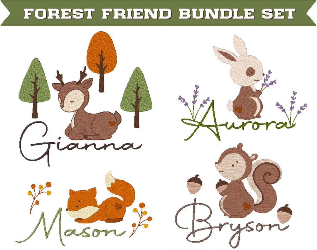 88 Woodland Forest Friend Animal Embroidery Machine Designs - Etsy
