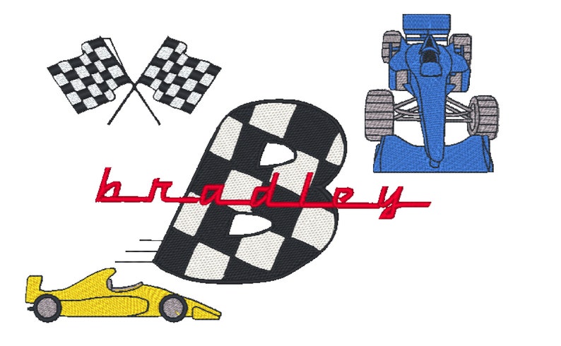 Race Car Embroidery Machine Designs Font Bundle Set 174 Files Instant ...