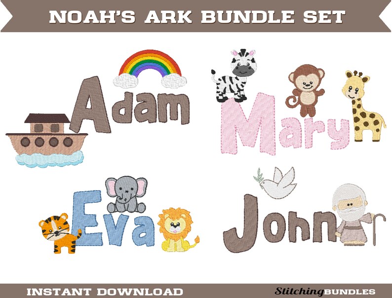 120 Noah's Ark Embroidery Machine Designs Bundle Set With - Etsy