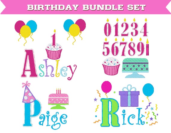 127 Happy Birthday Embroidery Machine Designs Bundle Set With - Etsy