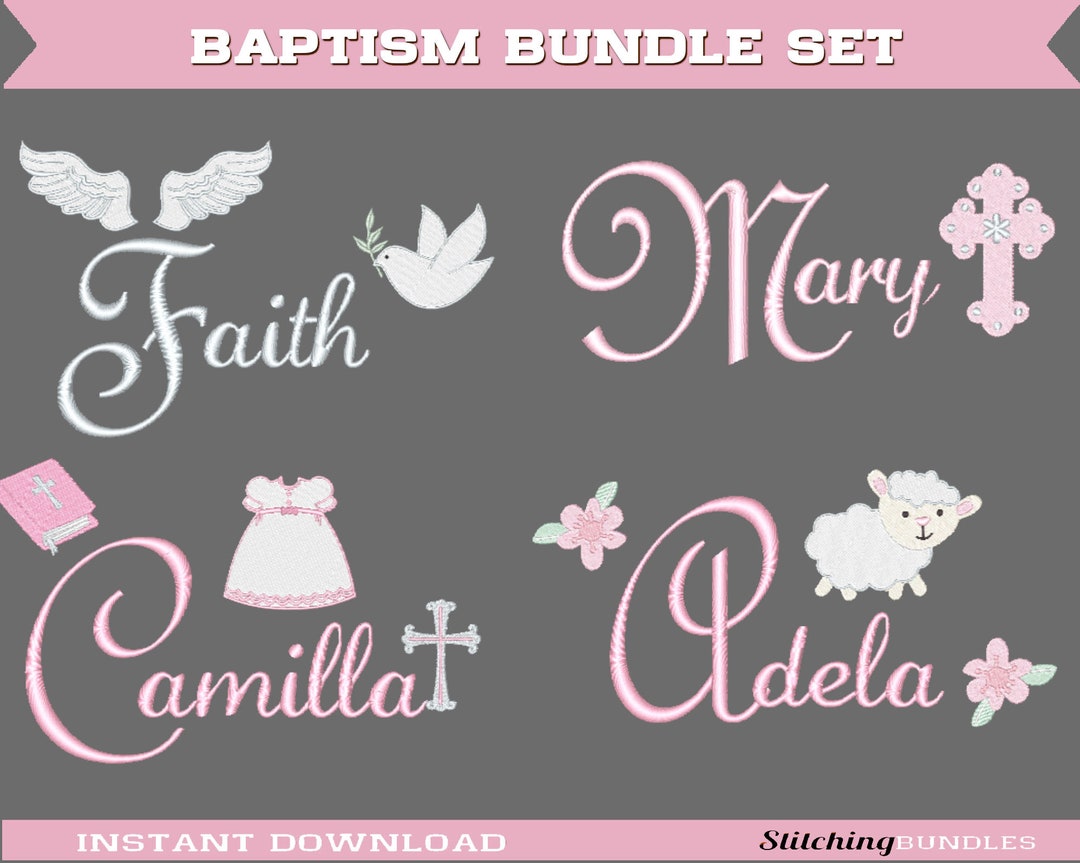 135 Girl Baptism Embroidery Machine Designs Bundle Set With - Etsy