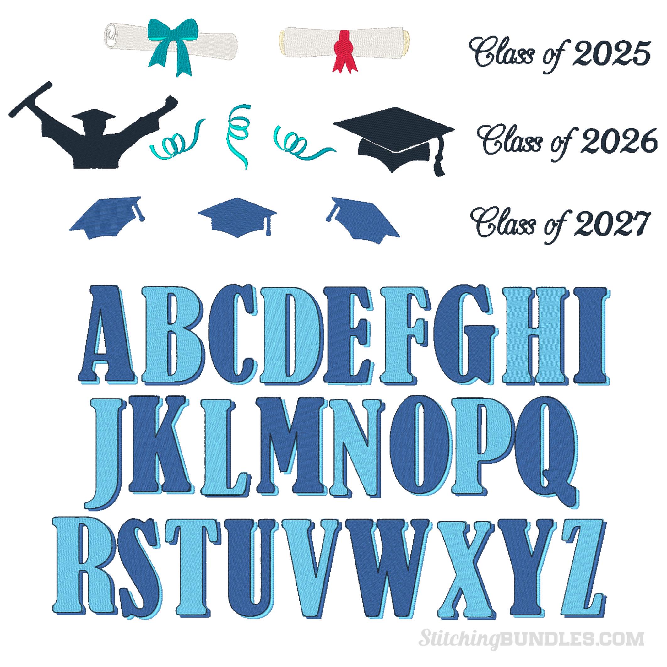 107 Class of 2025 Graduate Embroidery Machine Designs Bundle Set Class ...