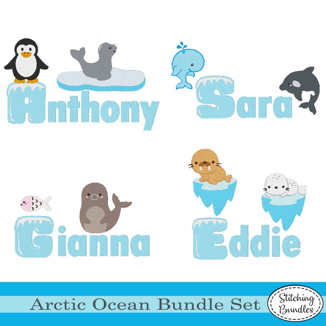 92 Arctic Ocean Animal Embroidery Machine Designs Bundle Set Instant ...