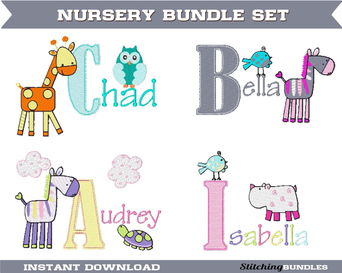 Nursery Rhyme Embroidery Machine Designs Bundle Set Font - Etsy