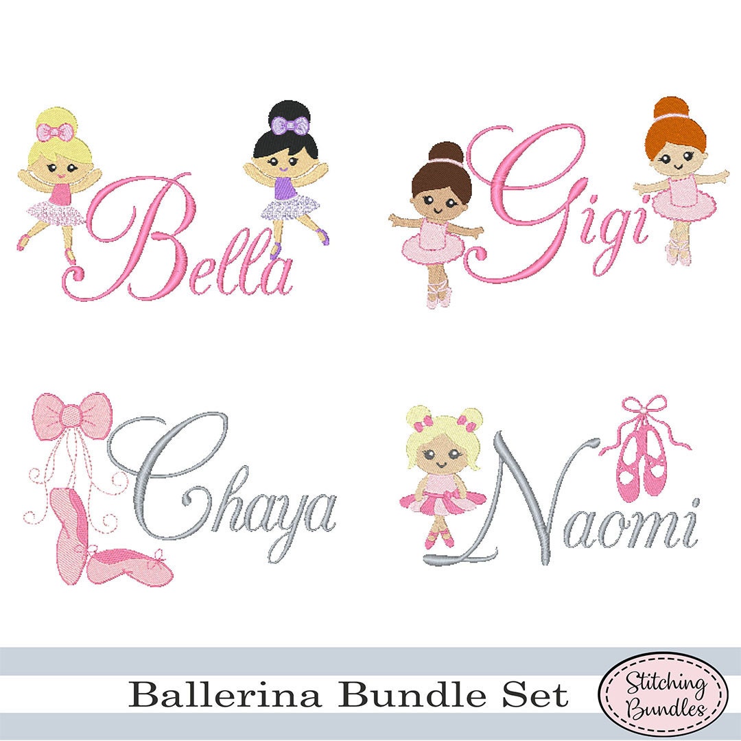 137 Ballerina Ballet Embroidery Machine Designs Bundle Set BX Monogram ...