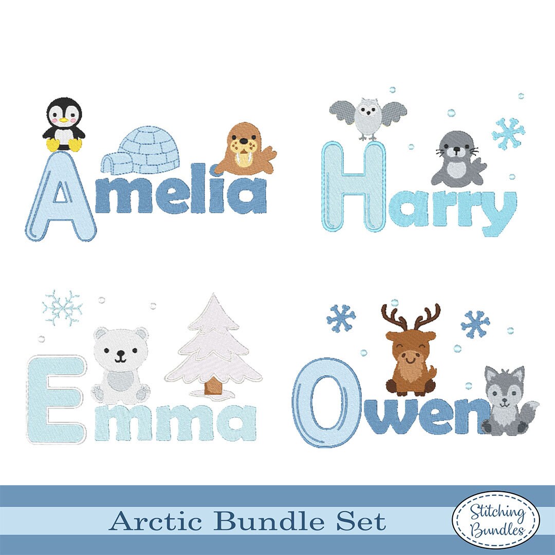 100 Arctic Animal Embroidery Machine Designs Bundle Set Instant ...