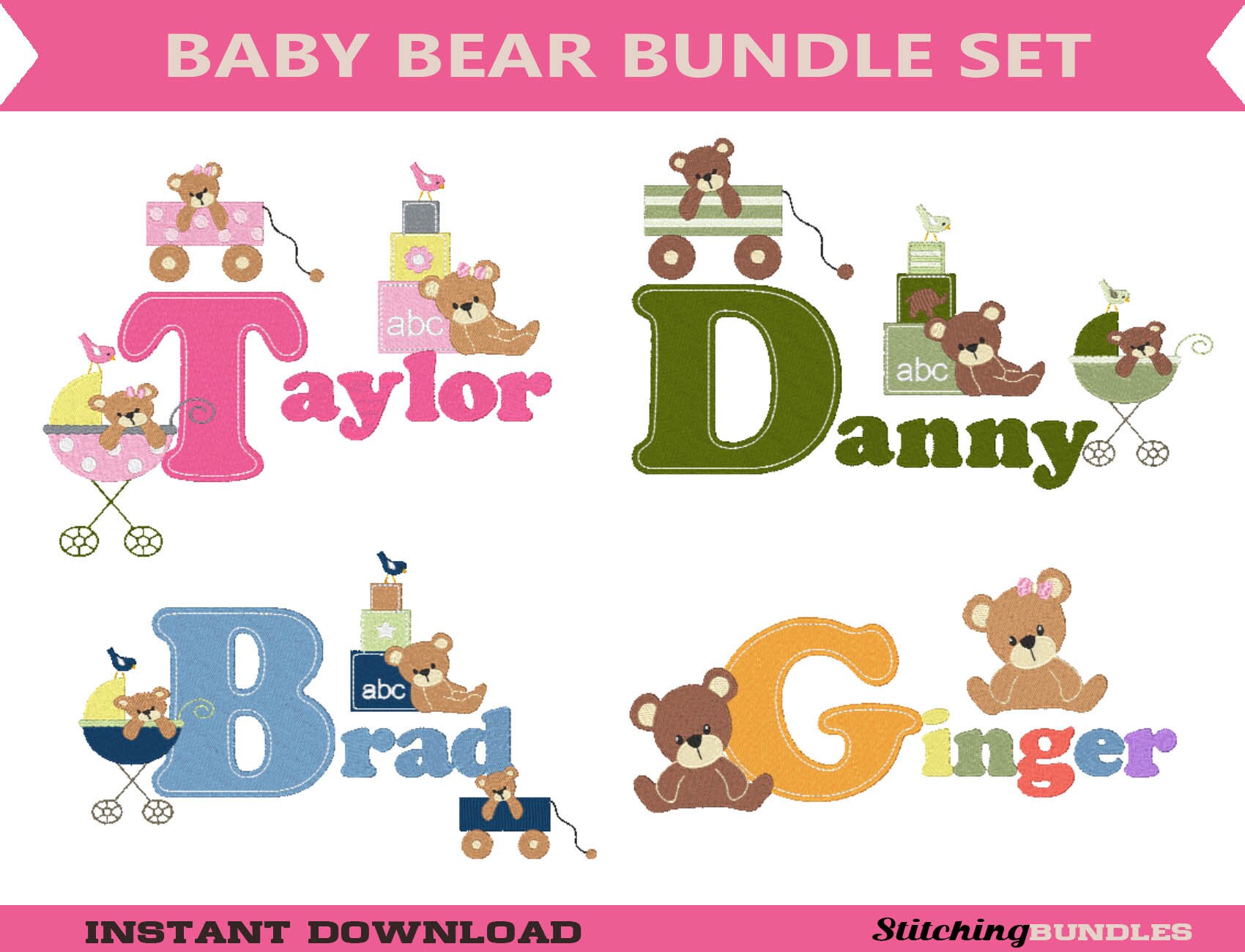 127 Baby Bear Embroidery Machine Designs Bundle Set With Font - Etsy