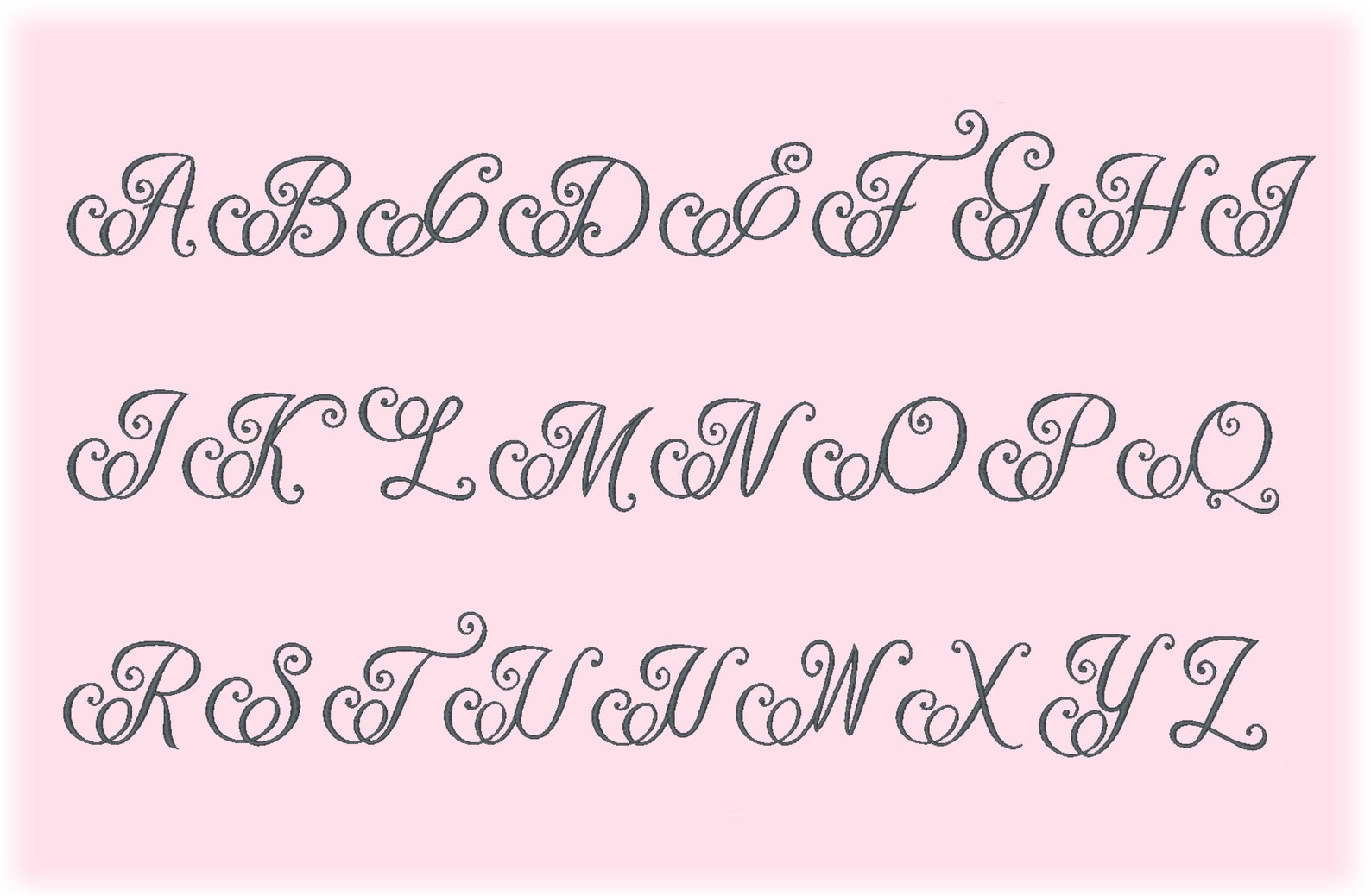 Swirly Script Monogram Font BX Embroidery Machine Designs 7 Sizes ...