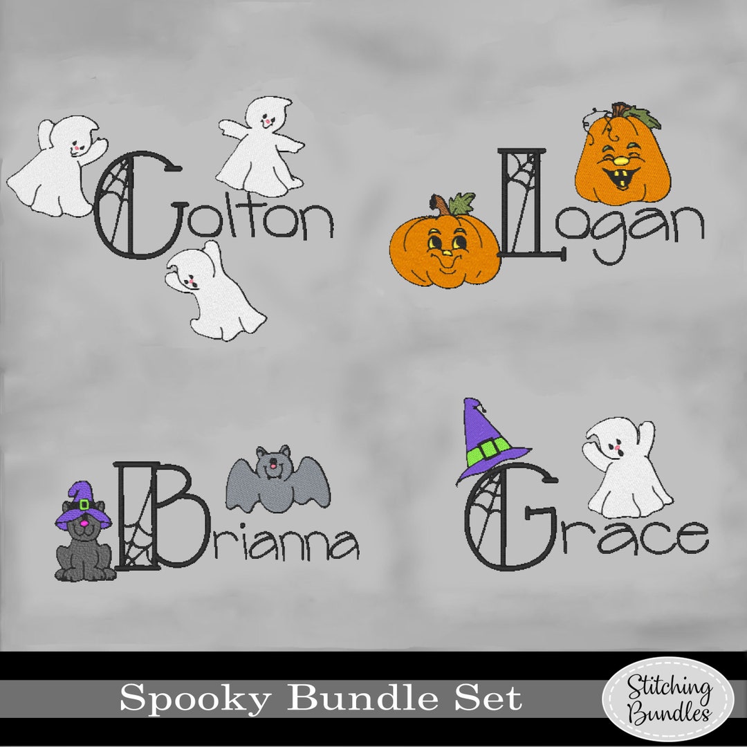 89 Spooky Halloween Embroidery Machine Designs Bundle Set Font ...