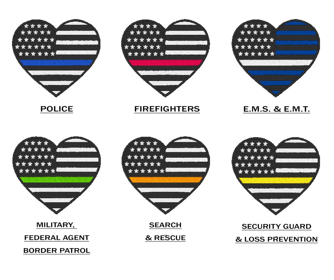 Thin Blue Line Red Line Embroidery Machine Designs Flag Police - Etsy