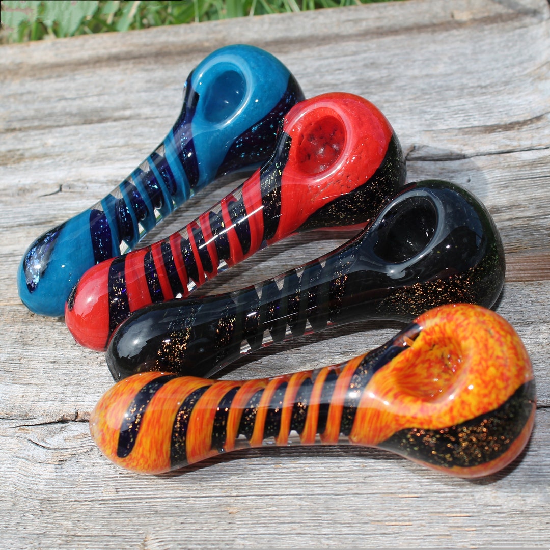4.5" Glass Smoking Pipes Sparkle Spiral Bowls for Smoke Glittery ...