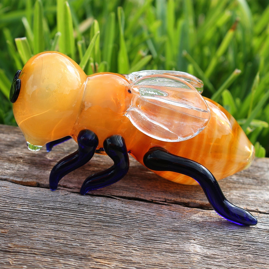 4.1" Honeybee Glass Smoke Bowl Bee Gold Fumed Smoking Pipe Bowls Pipes ...