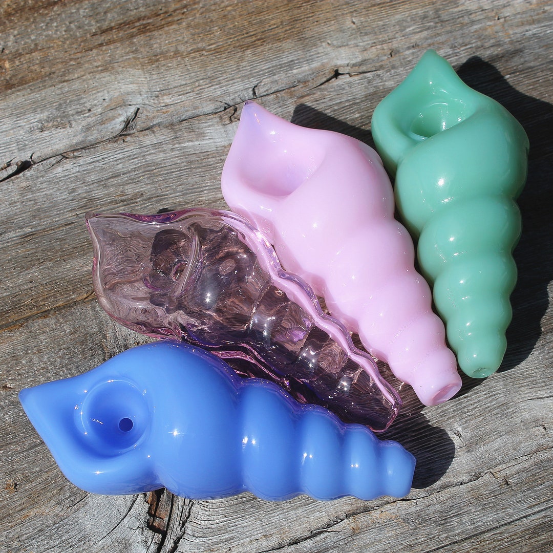 4.4" Glass Smoking Bowls Jade Whelk Sea Snail Conch Handmade Smoke ...