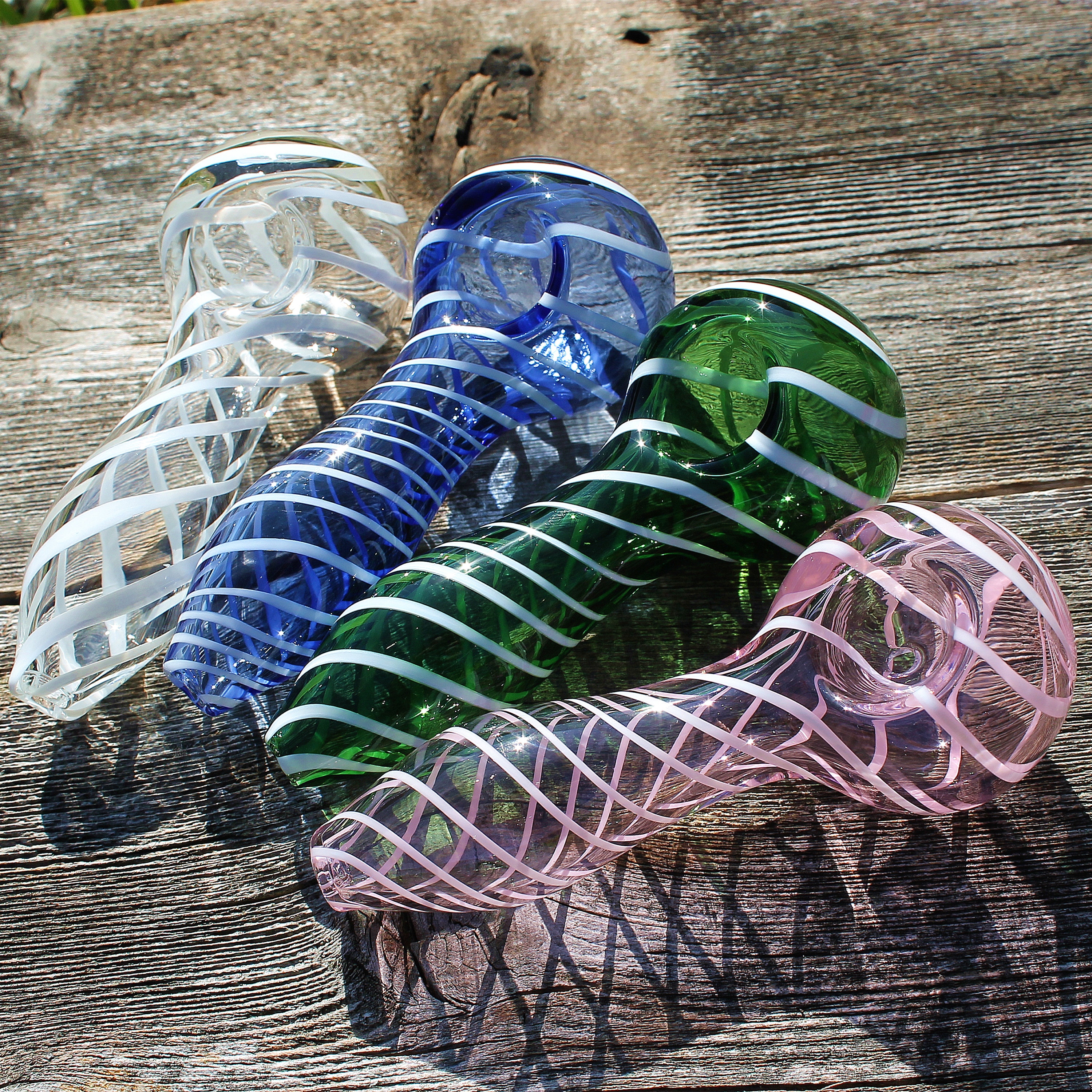 4" Glass Smoking Bowl Spiral White Lines Spoon Smoke Pipes Tobacco ...