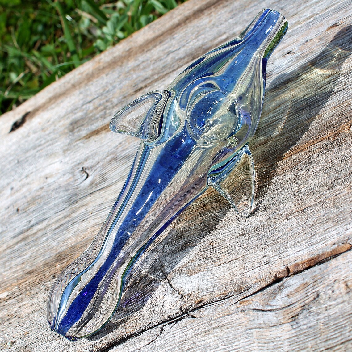 5 Glass Smoke Bowl Dolphin Silver Fumed Heavy Smoking - Etsy