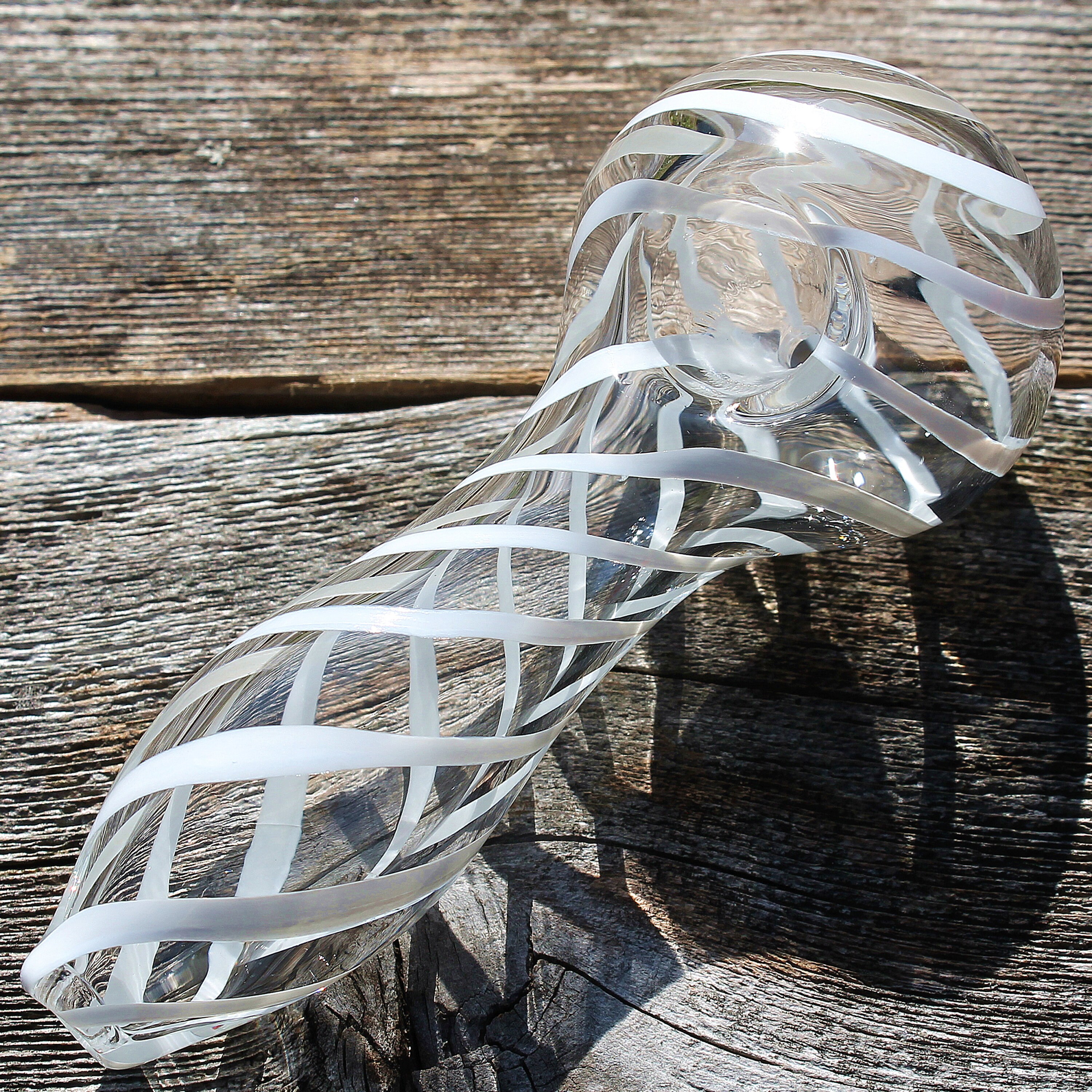 4" Glass Smoking Bowl Spiral White Lines Spoon Smoke Pipes Tobacco ...